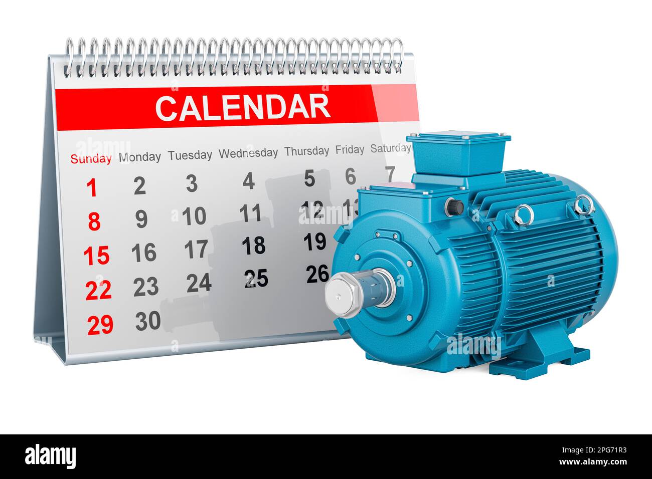 Desk calendar with electric motor, 3D rendering isolated on white ...