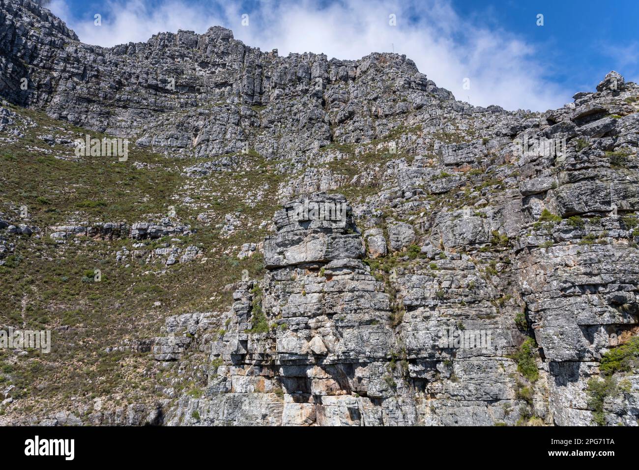 landscape with rocks and steep gully on eastern slopes of Table ...