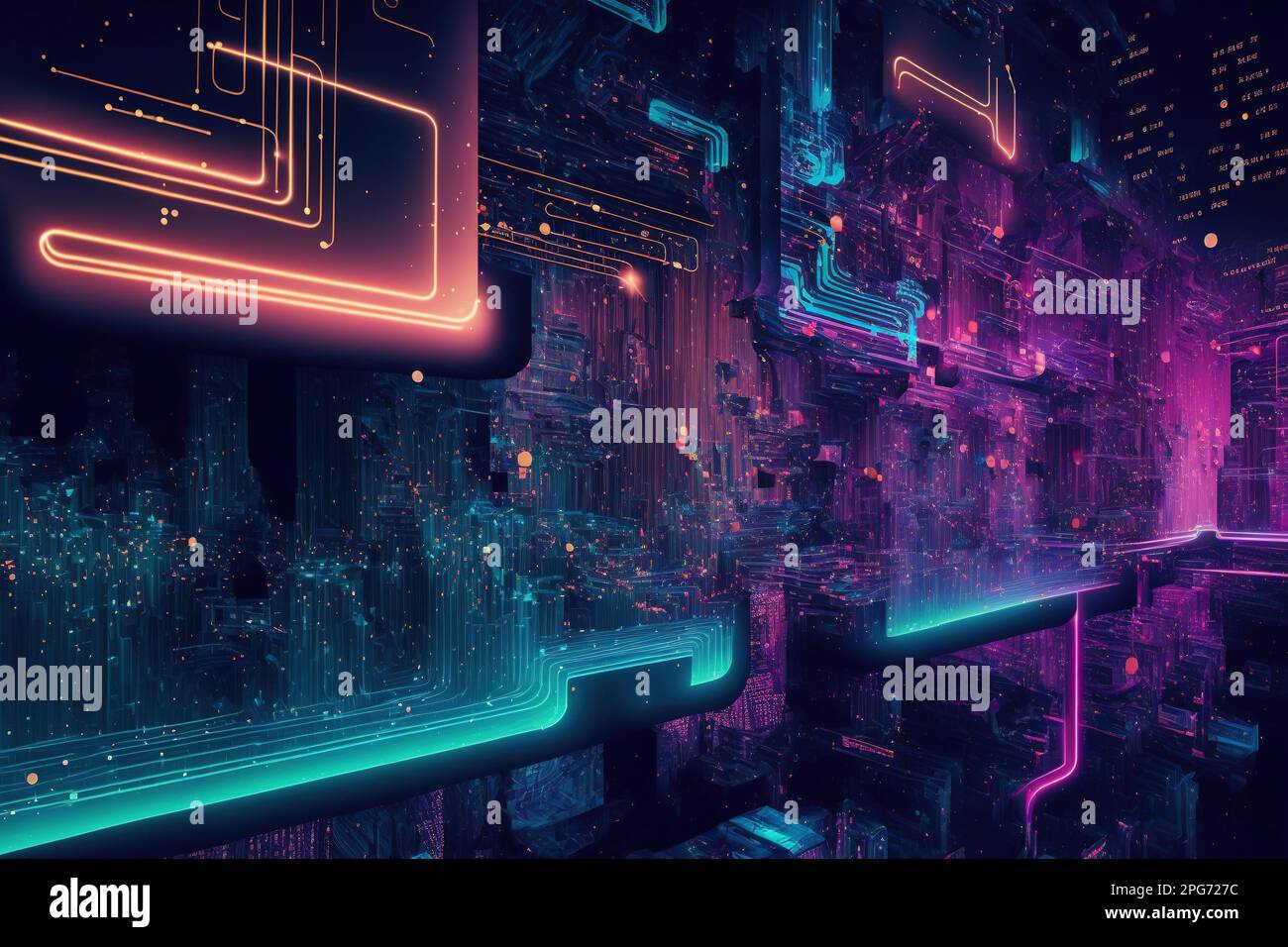 Artificial intelligence, cloud computing, cyber space concept Stock ...