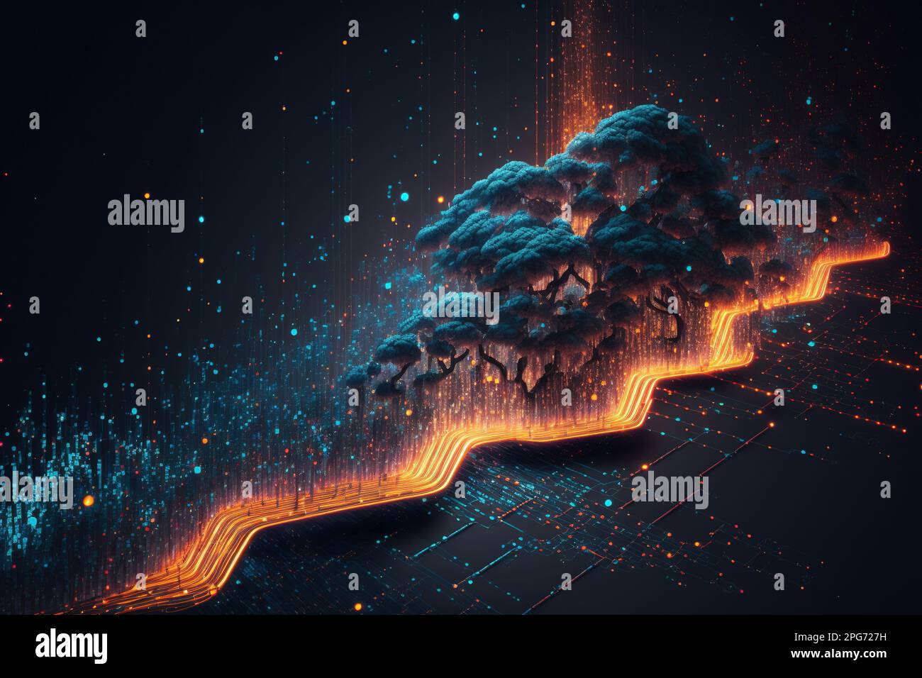 Artificial intelligence, cloud computing, cyber space concept Stock ...