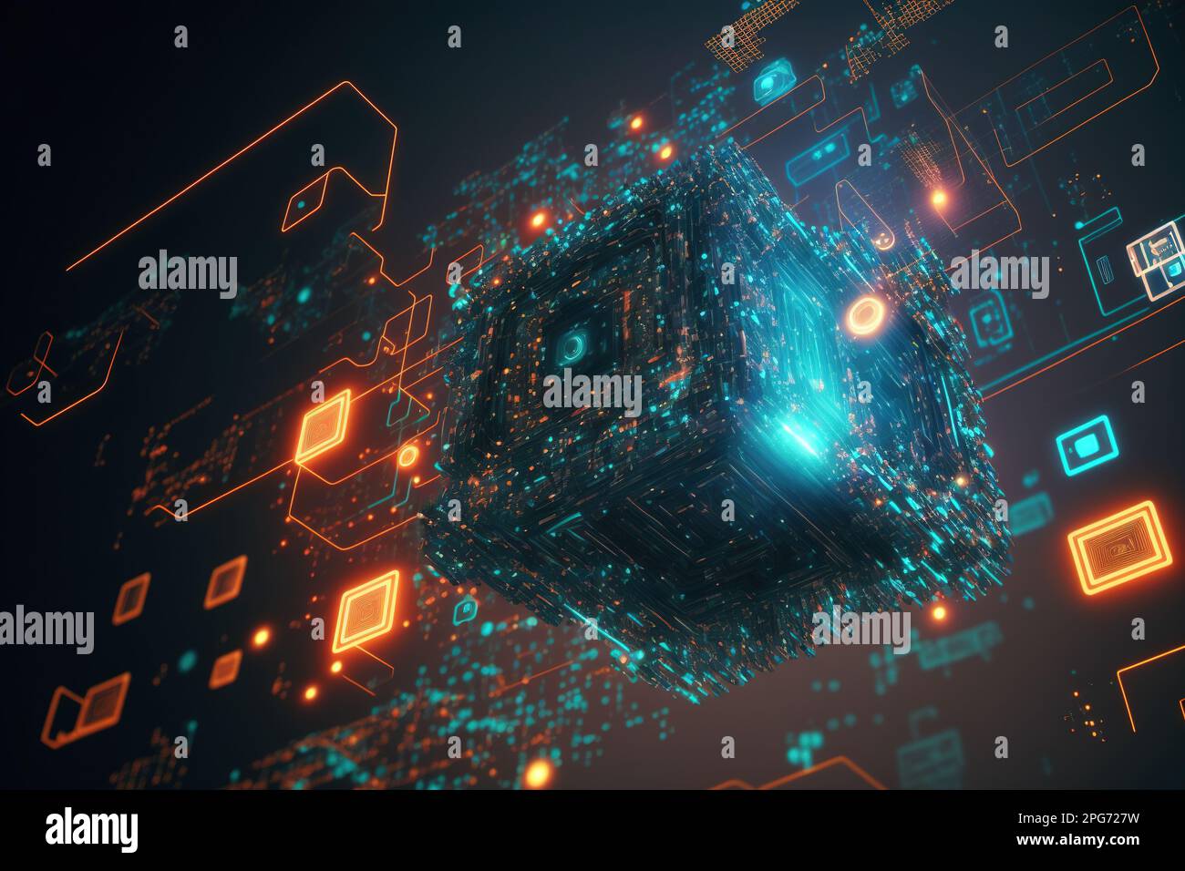 Artificial intelligence, cloud computing, cyber space concept Stock ...