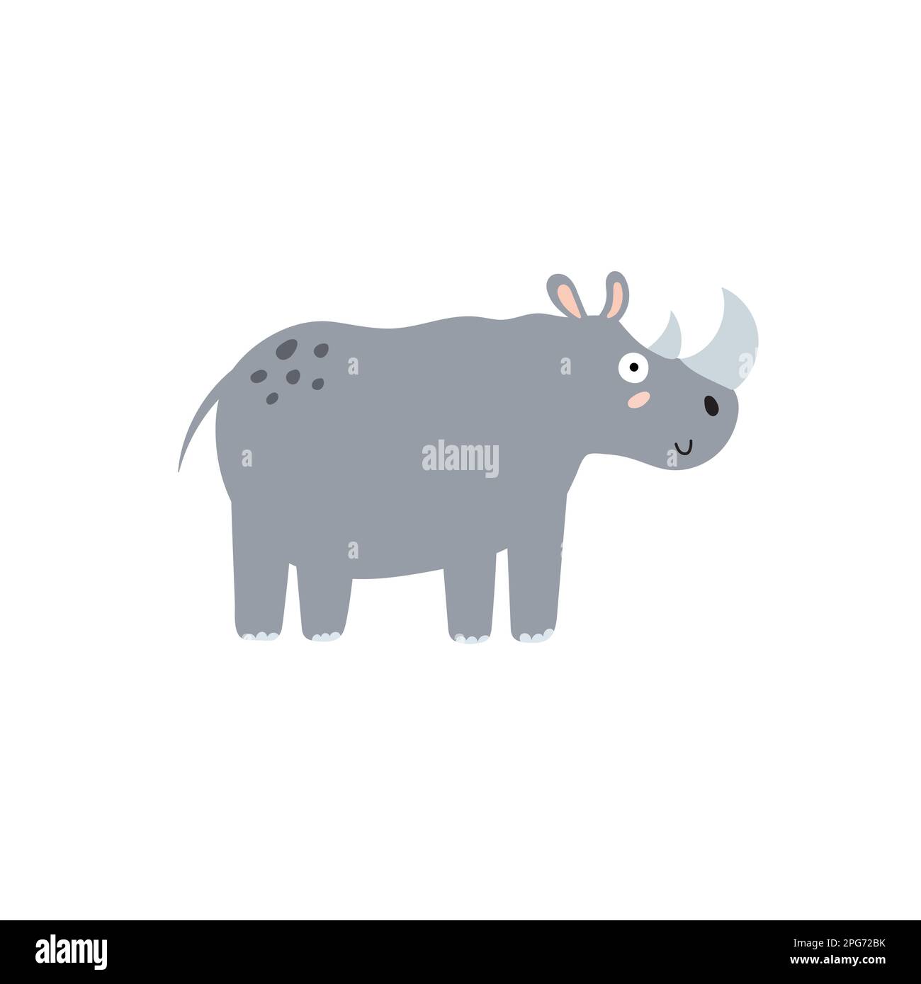 Cute rhinoceros in cartoon style isolated element. Print with a rhino ...
