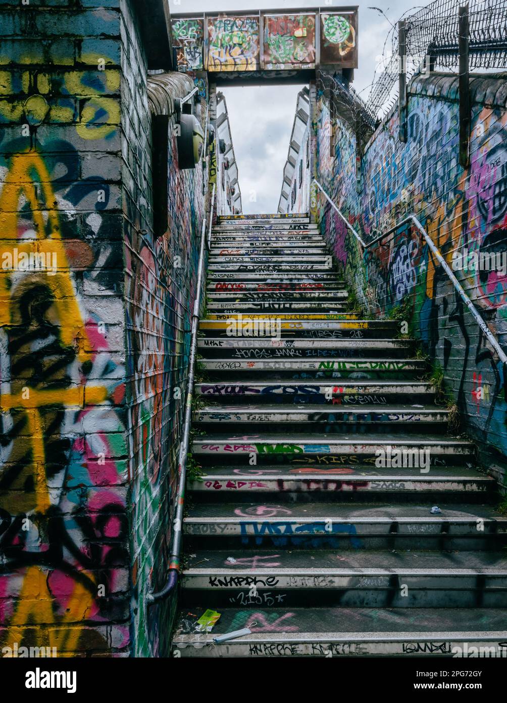 Stairs covered in graffiti art in east London Stock Photo - Alamy