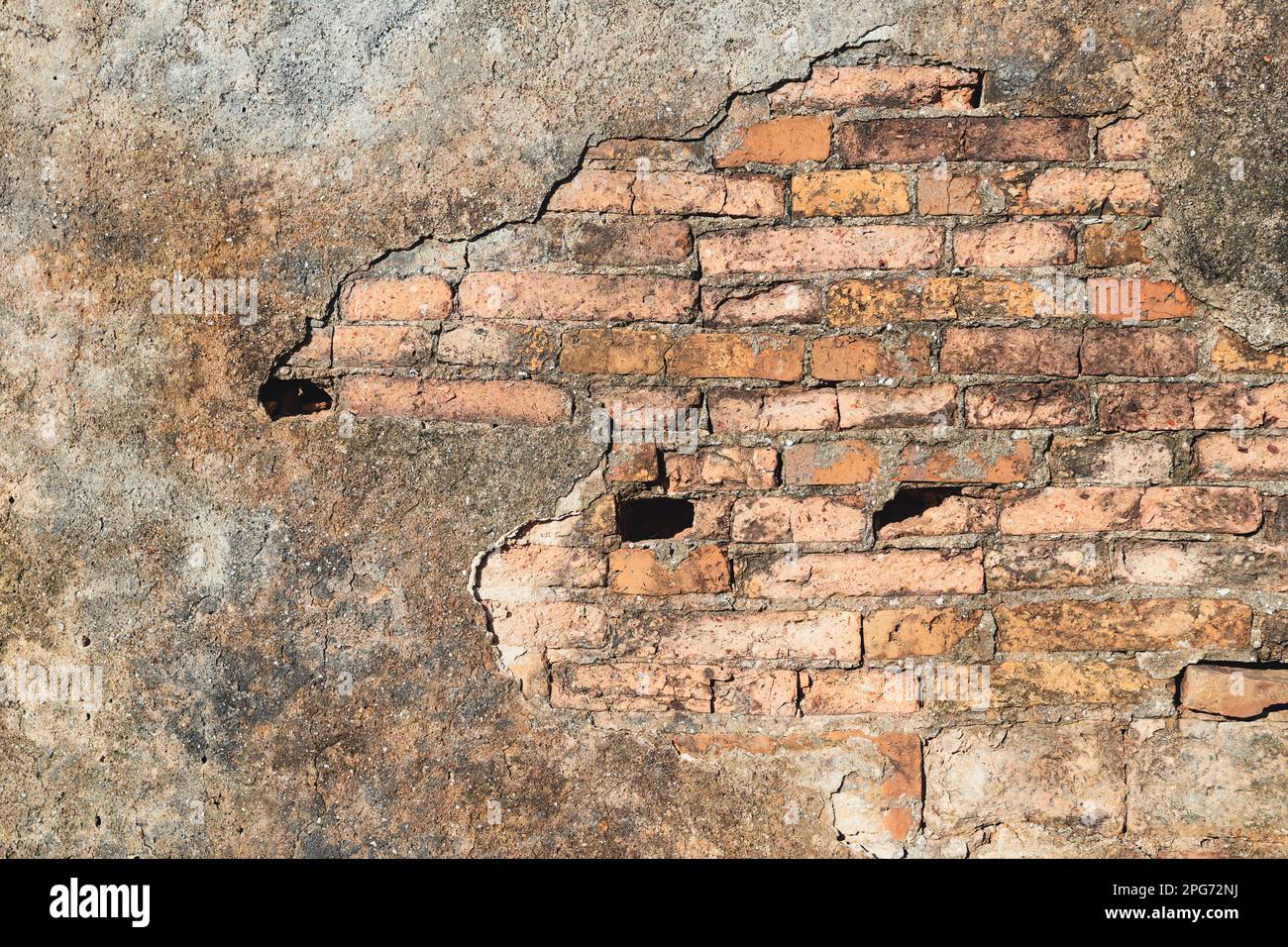ancient temple wall texture Built with red bricks and plastered with ...
