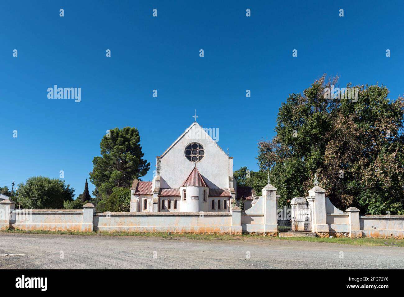 Jagersfontein, South Africa - Feb 21, 2023: A street scene, with the ...