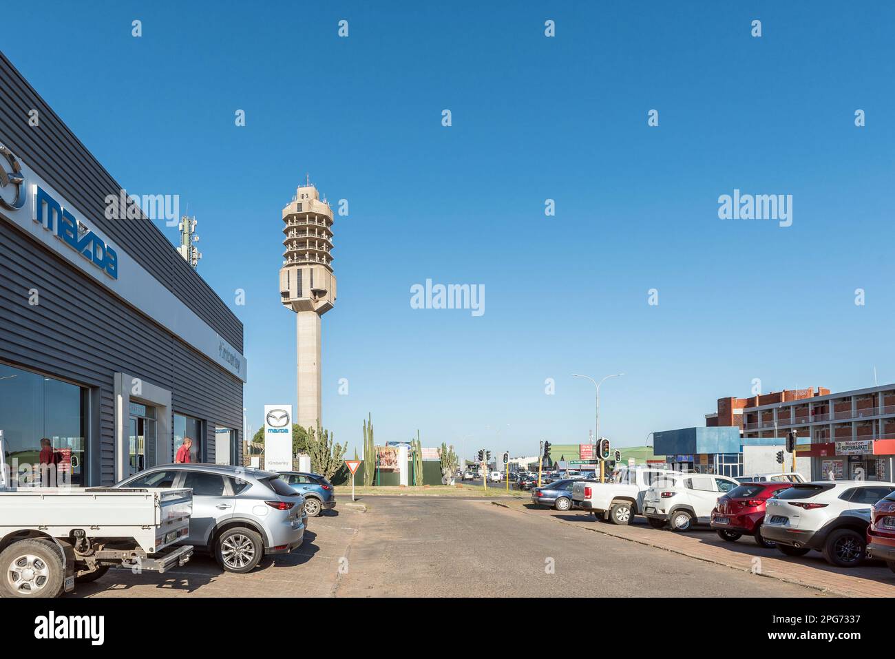 Kimberley, South Africa - Feb 24, 2023: A street scene, with vehicles ...