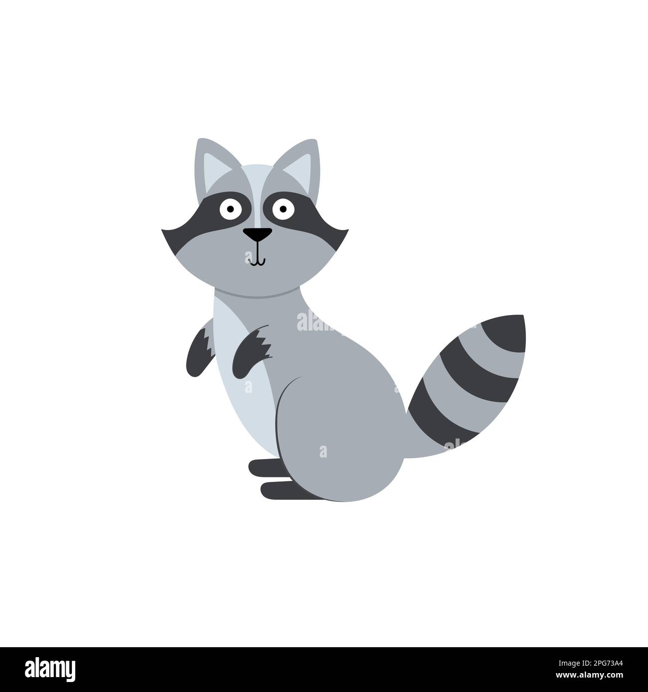 Cute raccoon in cartoon style. Isolated element. Print with a forest ...