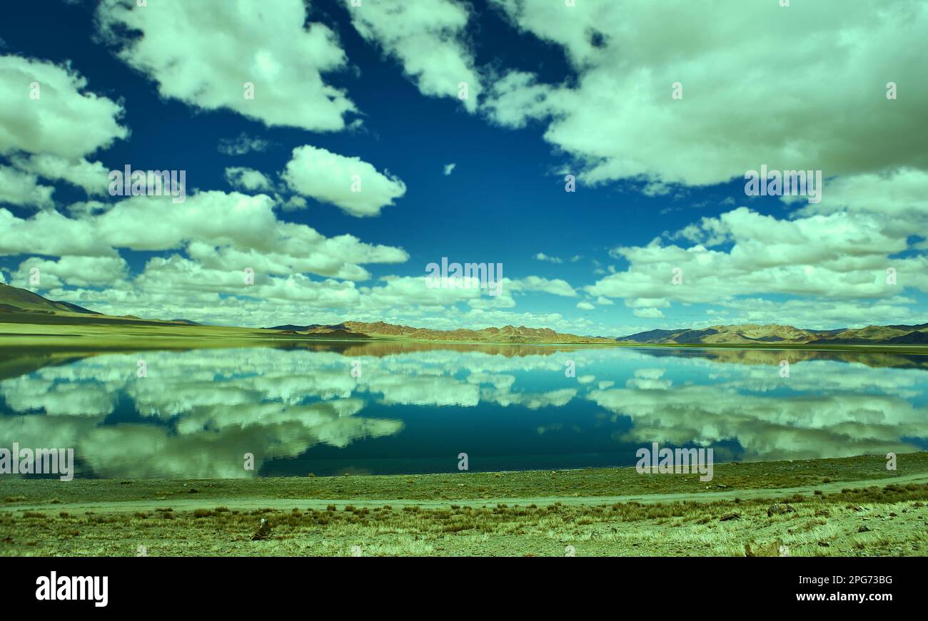 Mongolia. mountain lake Tolbo Tuur, Bright sunny day Stock Photo - Alamy