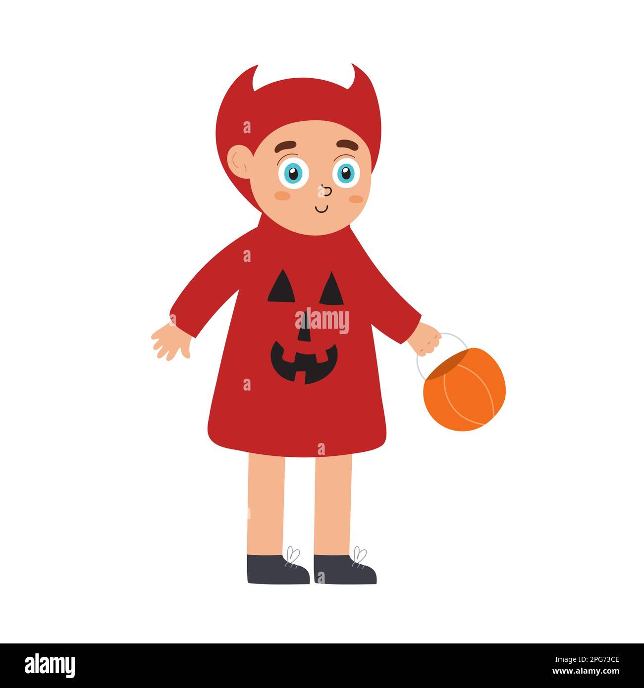 Cute Halloween boy wearing devil costume. Funny trick or treat kid ...