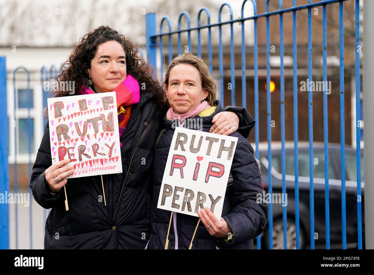 Ellen (left) and Liz (surnames not given) outside the gates to John ...