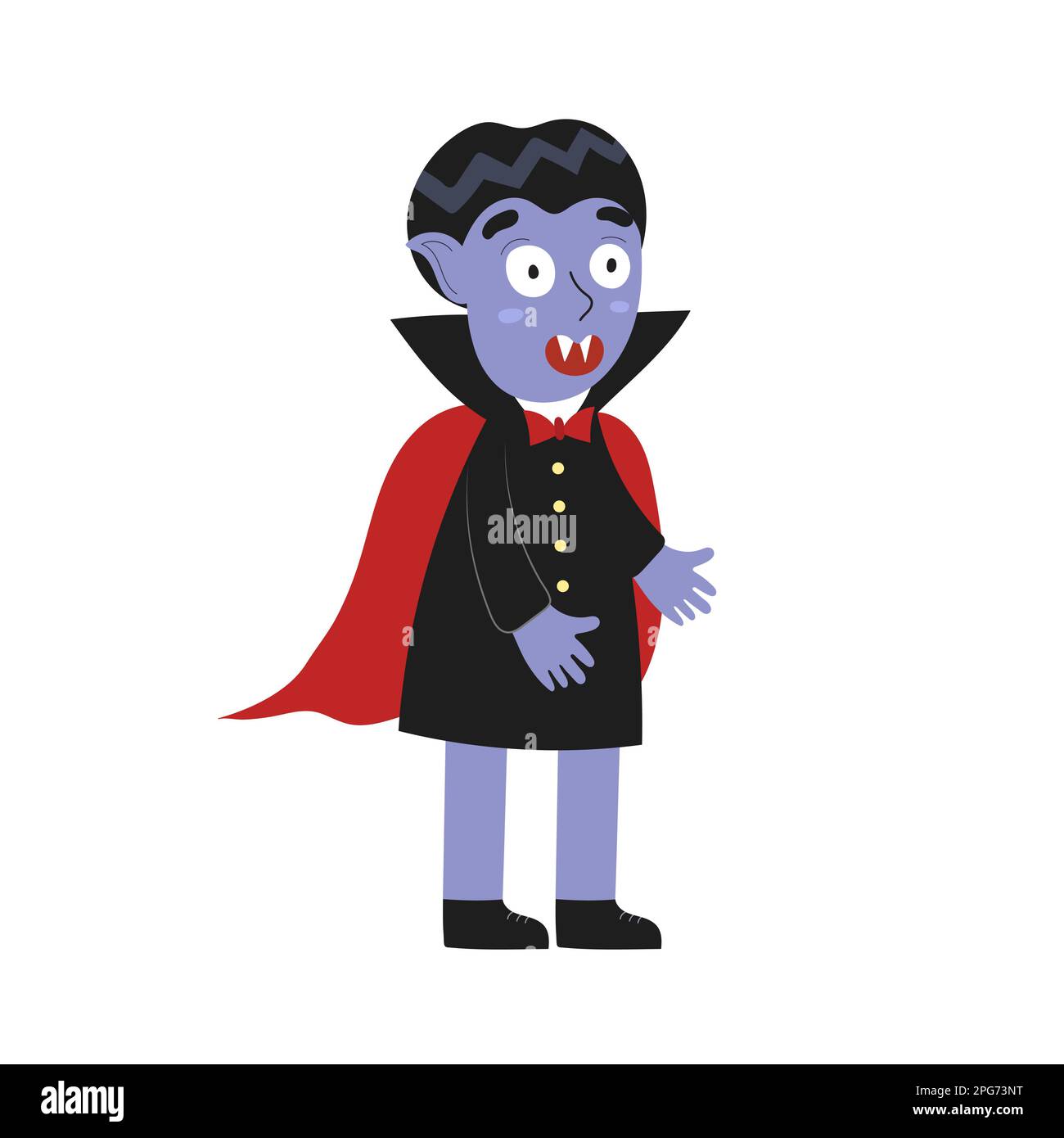 Cute vampire with fangs in black suit. Halloween character in cartoon ...