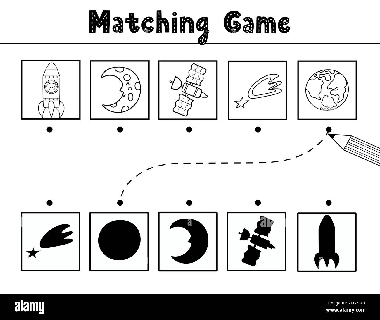 Find the correct shadow matching game with cute space characters and ...