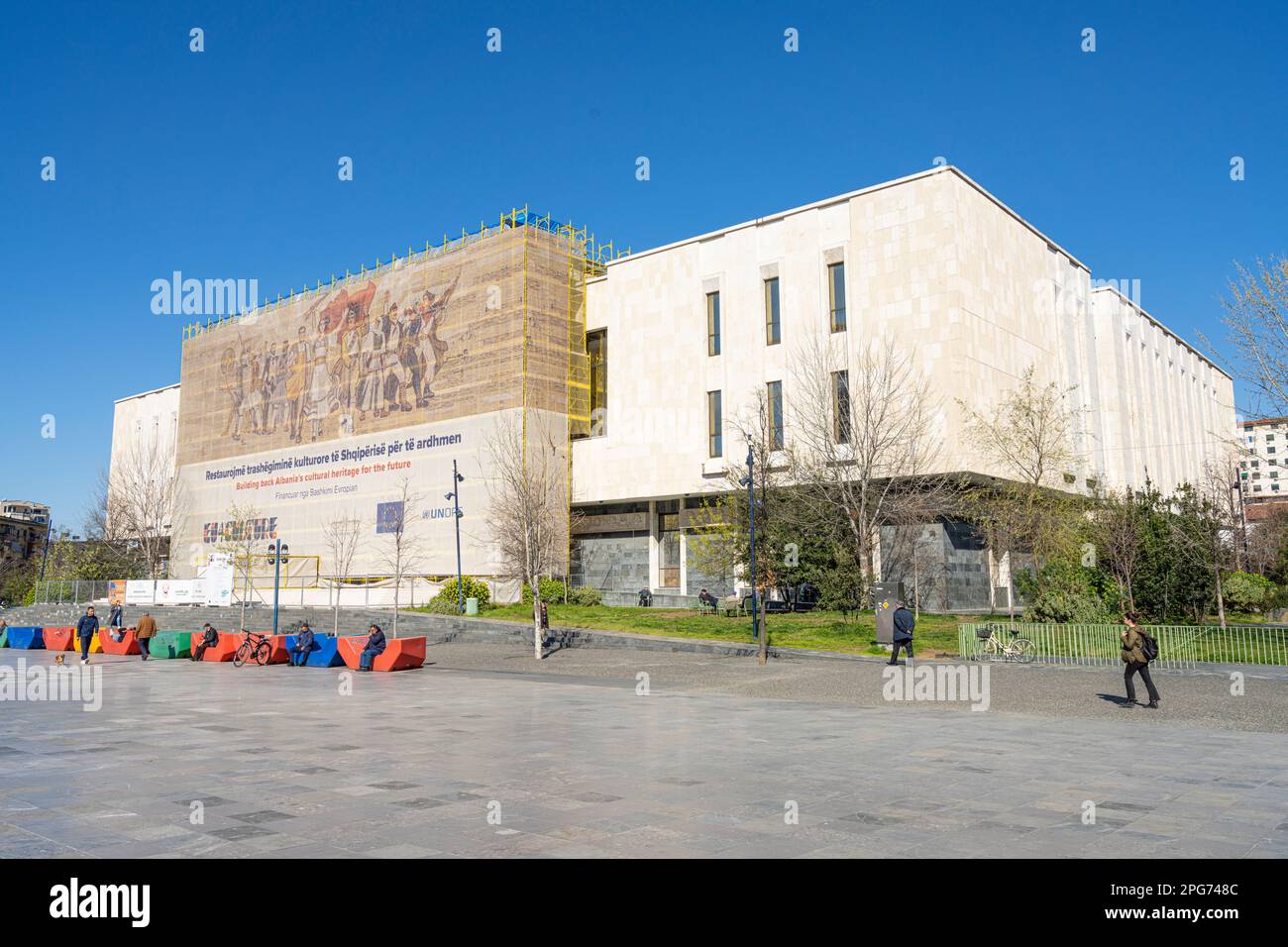 Tirana, Albania. March 2023. exterior view of the national history ...