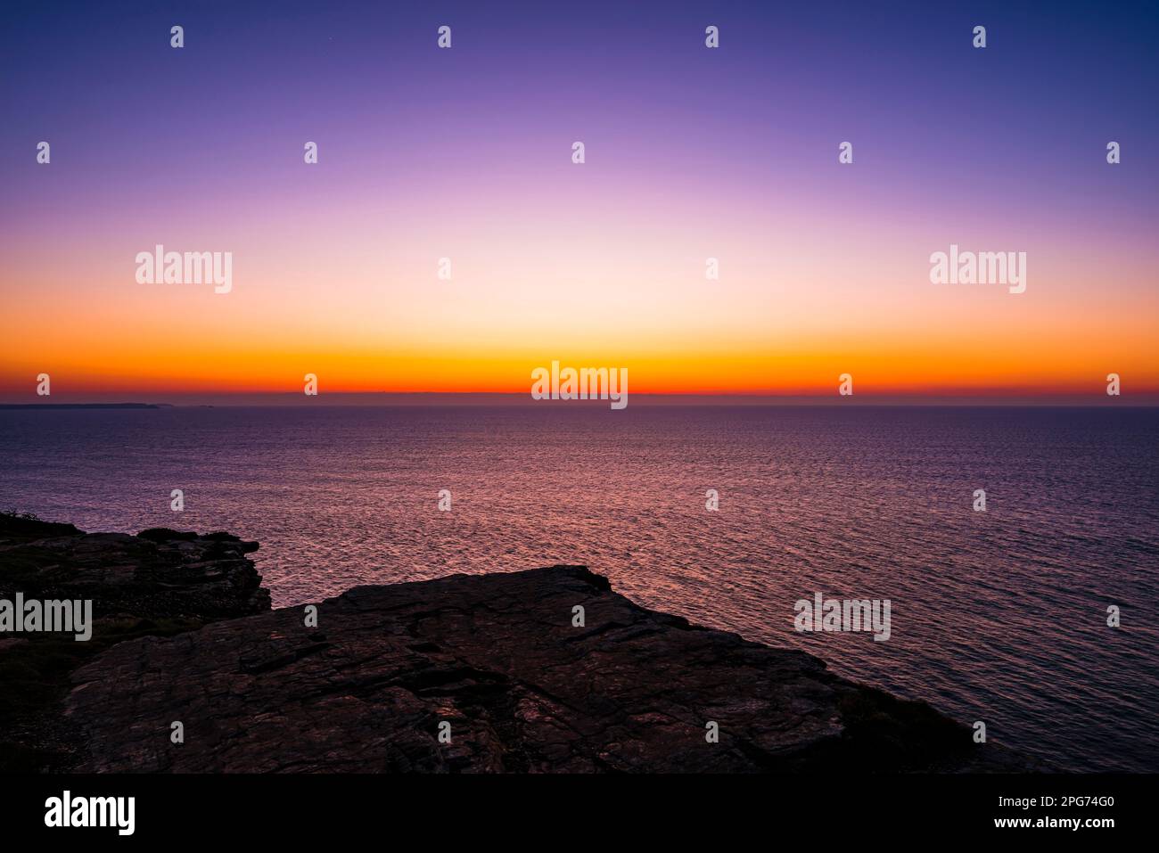 Venus and Jupiter conjunction in the orange skies after sunset, taken ...