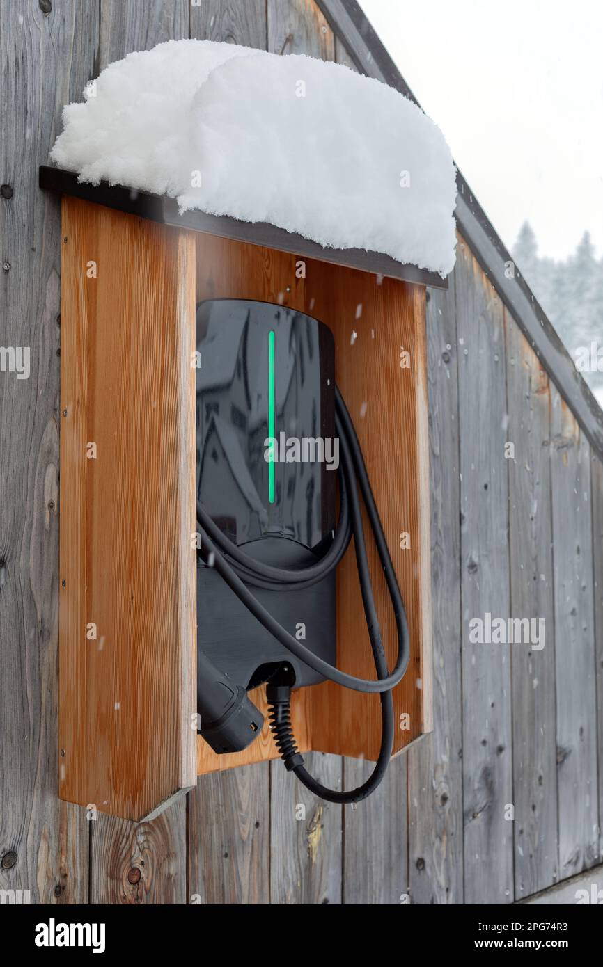 snow on a charging station Stock Photo - Alamy