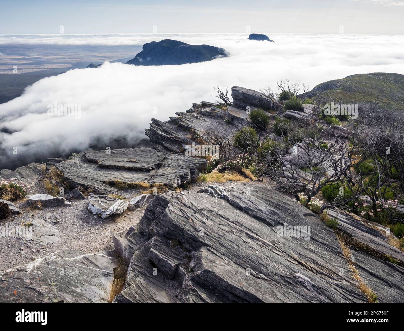 Cloud-shrouded peaks from the summit of Bluff Knoll (1099m), Stirling ...
