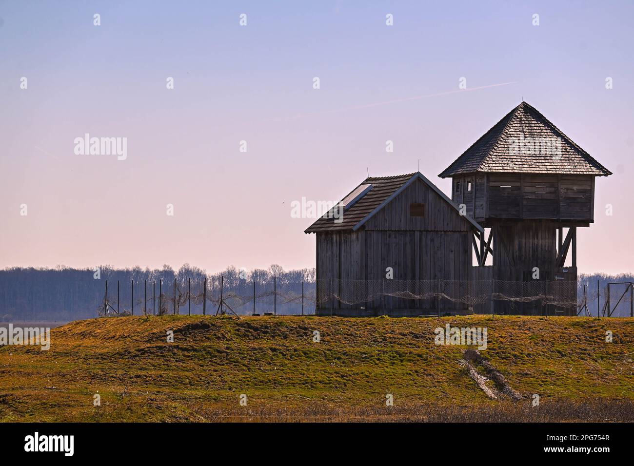 Bird watching house in Lonjsko polje Stock Photo - Alamy