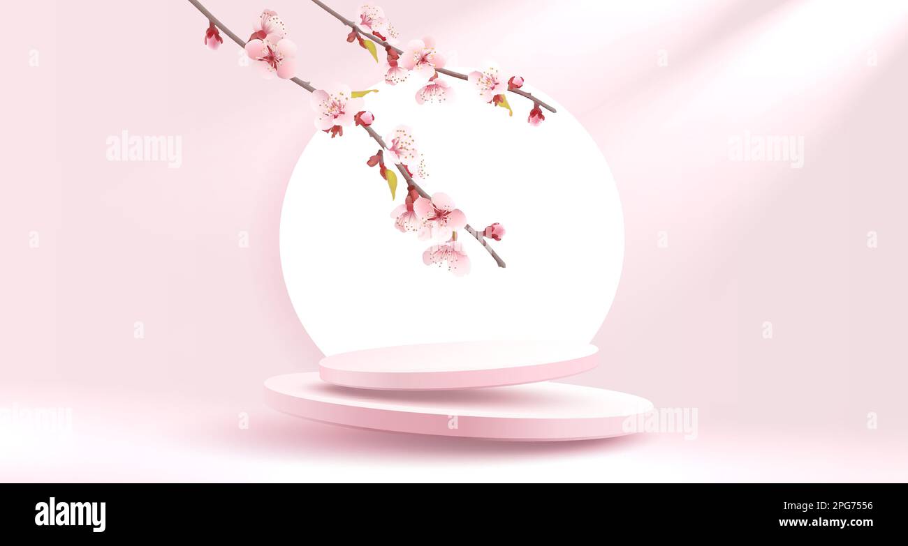 Podium romantic presentation, season banner beauty, sakura holiday ...