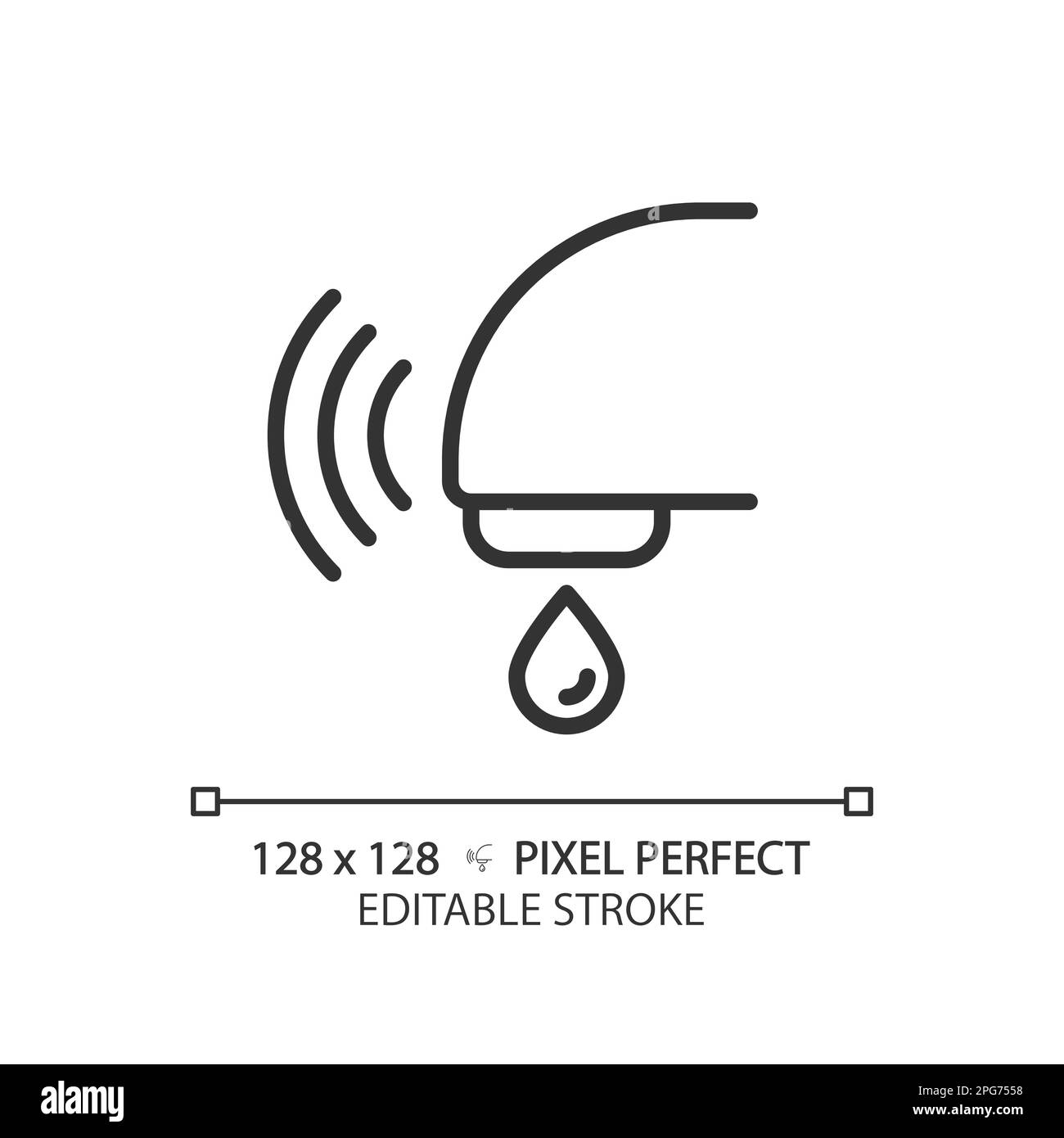 Automatic sensor faucet pixel perfect linear icon Stock Vector Image ...