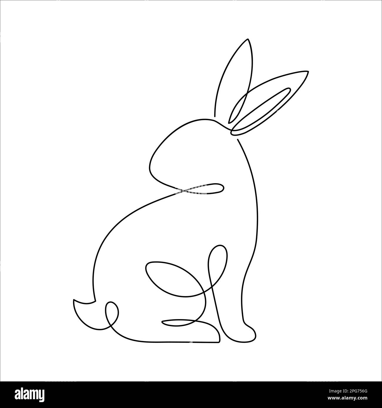 Bunny line art style icon. Rabbit line art icon. Abstract outline ...