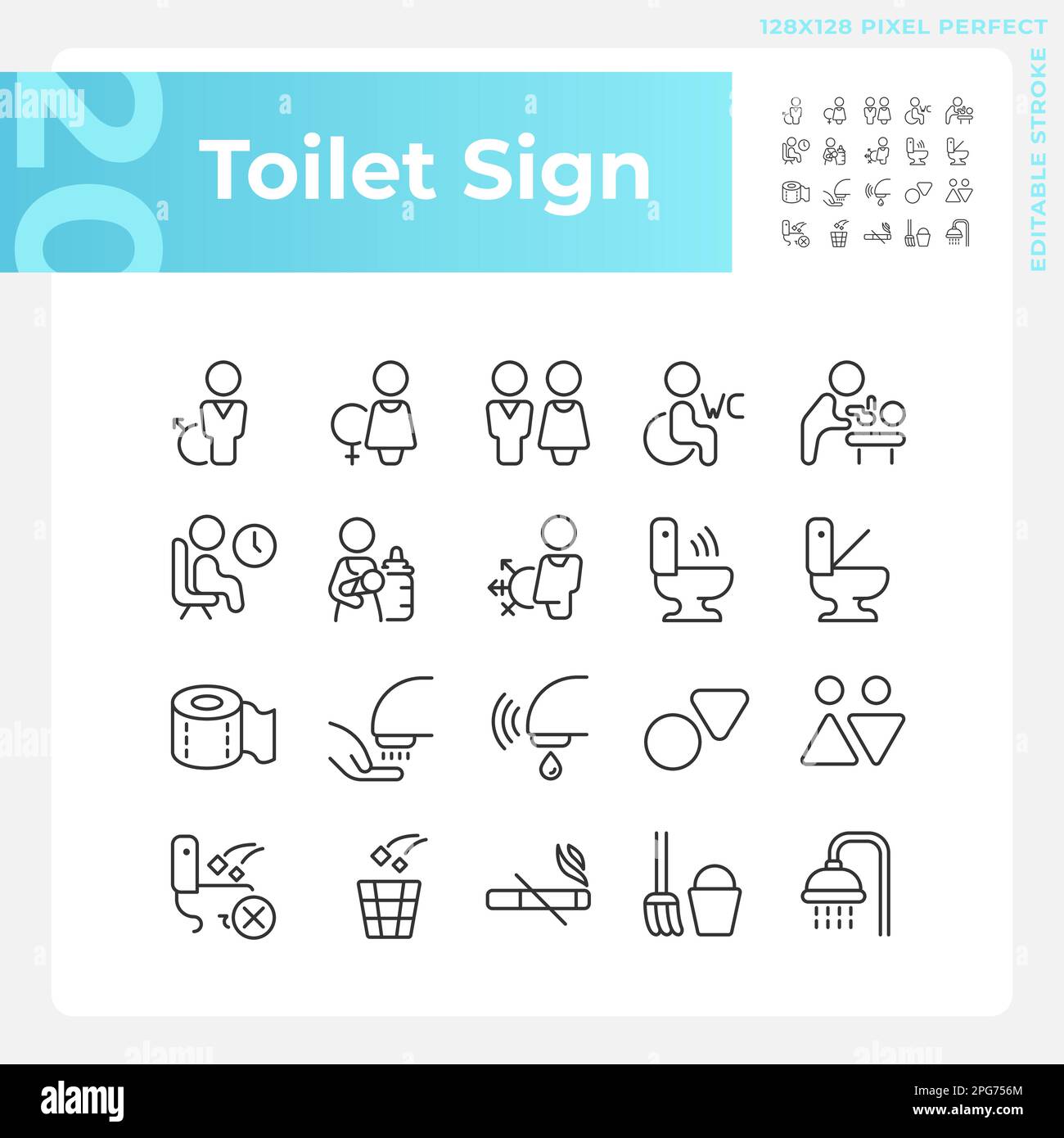 Toilet sign pixel perfect linear icons set Stock Vector Image & Art - Alamy