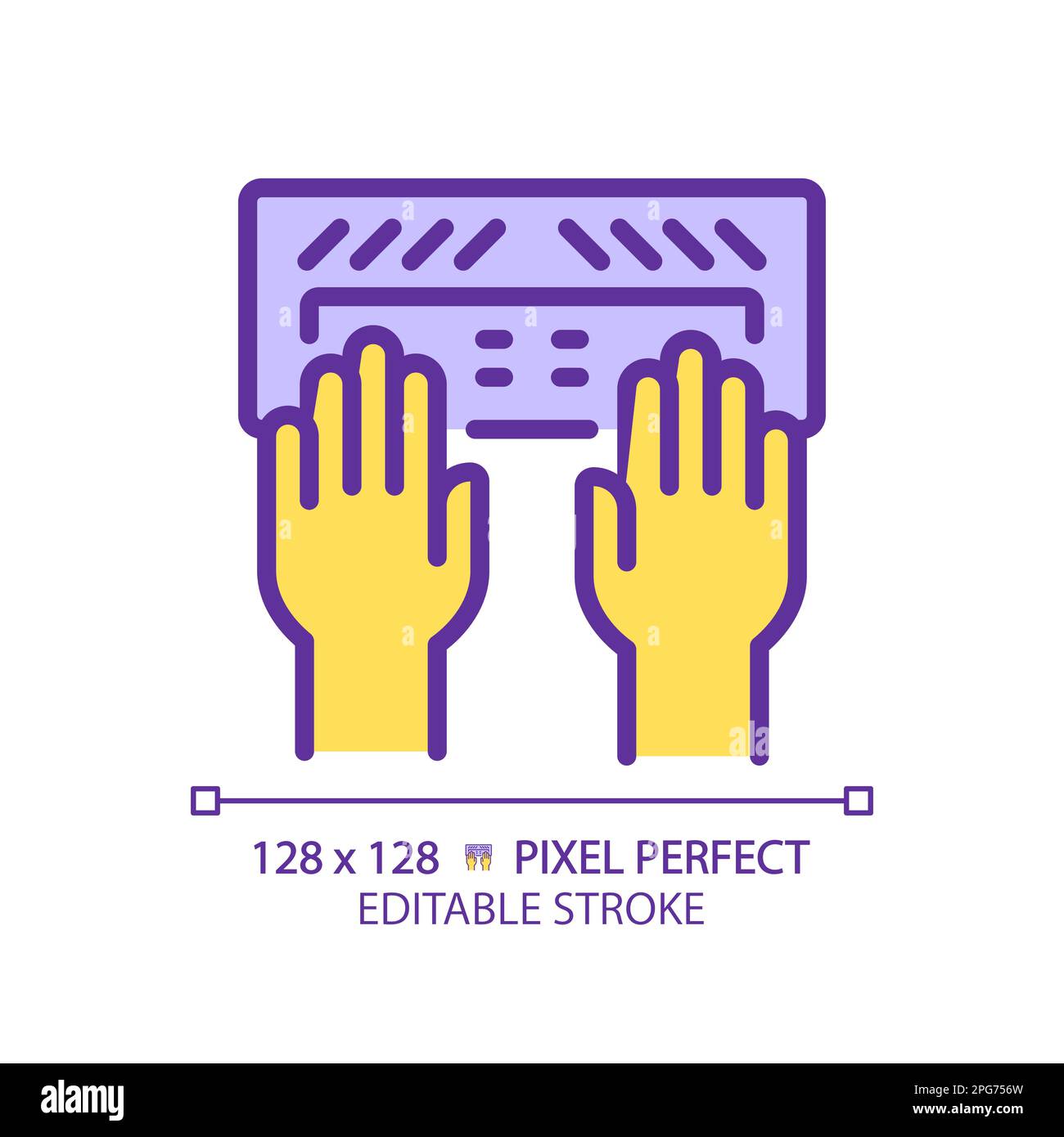 Yellow hands with Braille keyboard RGB color icon Stock Vector Image ...