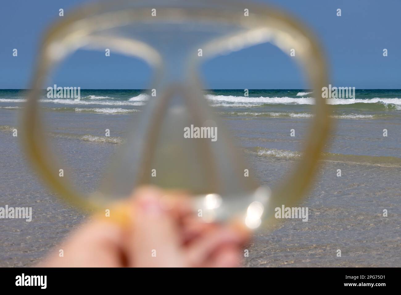 The view through broken diving goggles to the sea Stock Photo - Alamy