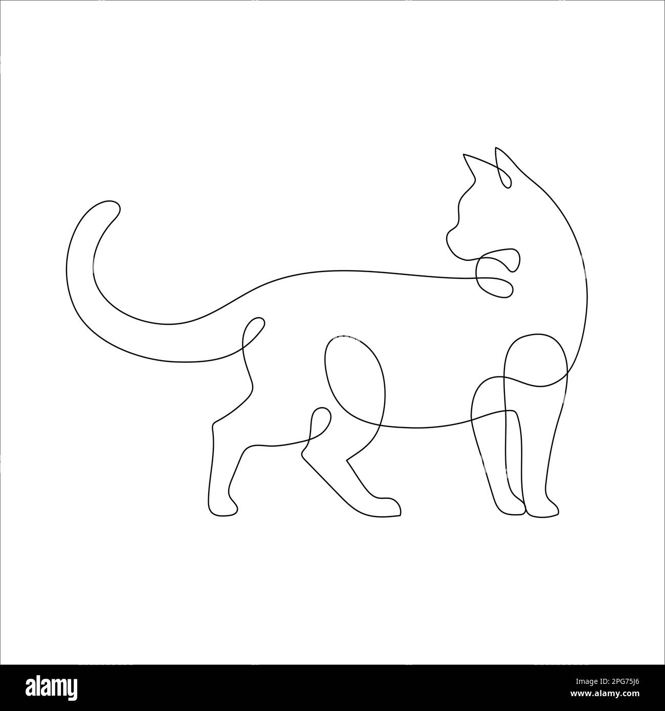 Cat in one line drawing style. Abstract and minimalist cat icon ...