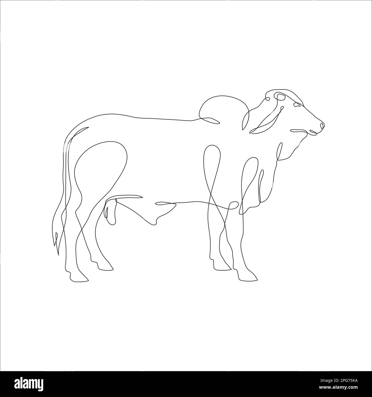 Cow In Continuous Line Art Drawing Style Continuous Line Drawing Of Cattle Cow In Abstract And