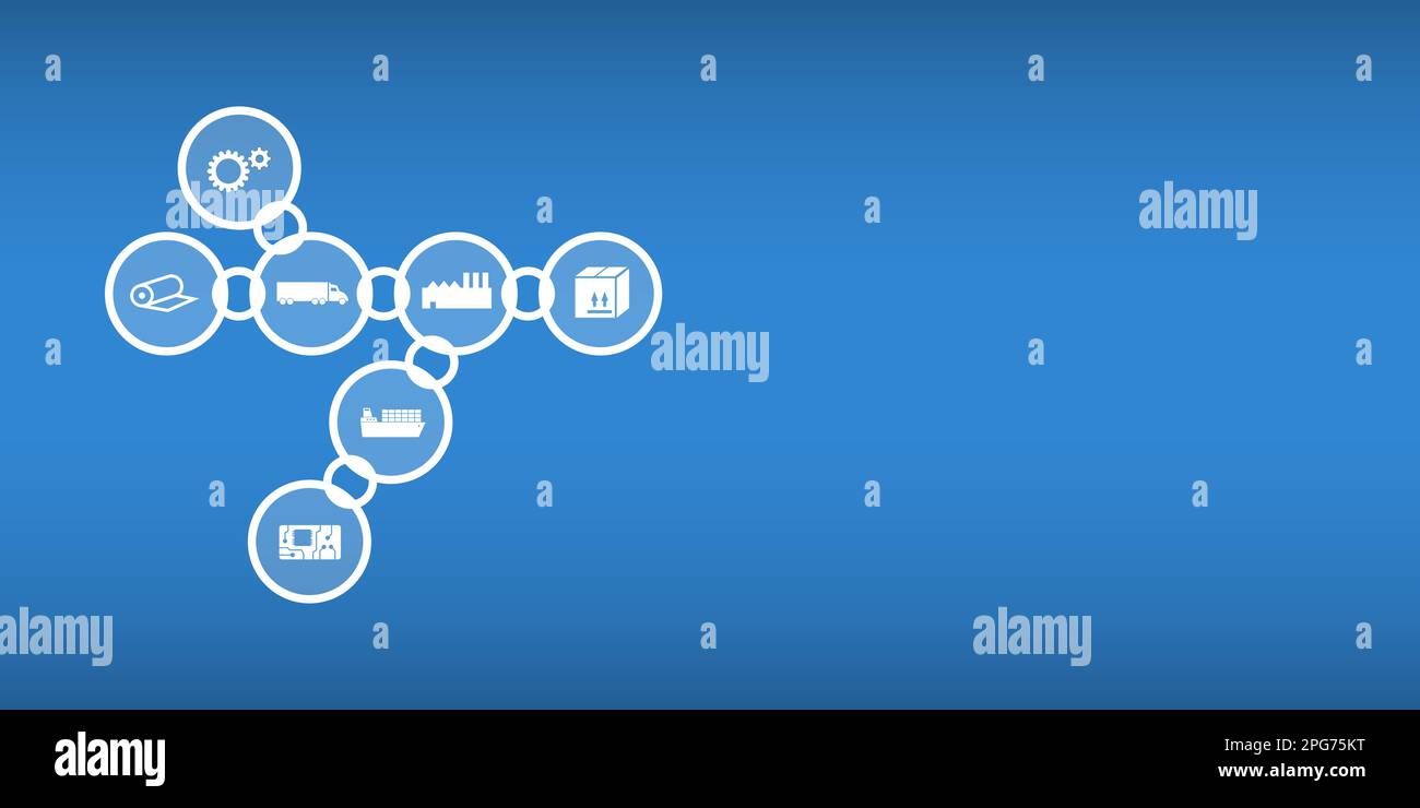 Vector graphic symbol image for small supply chain with icons in chain ...
