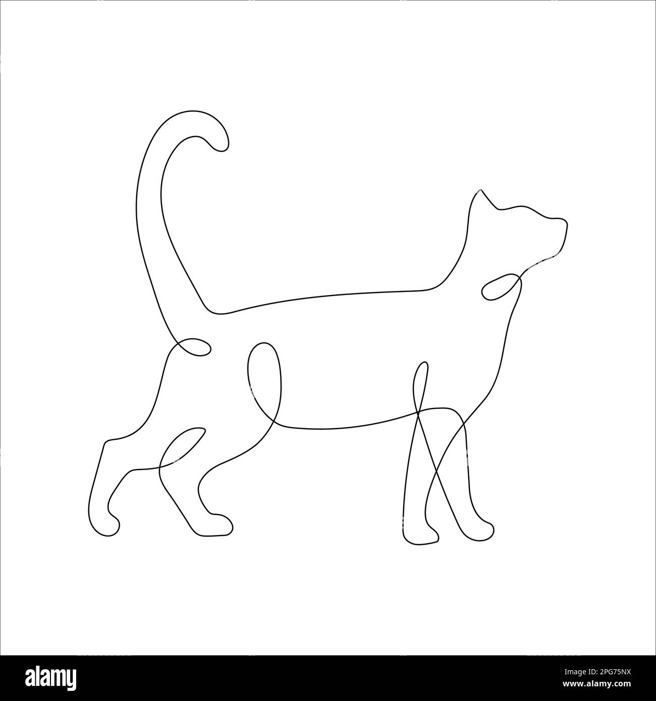 Cat in one line drawing style. Abstract and minimalist cat icon ...