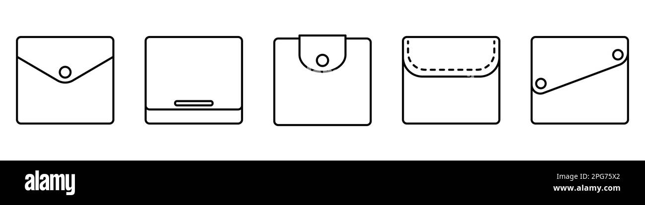 Wallet icon. Set of black linear icons of wallets on white background ...