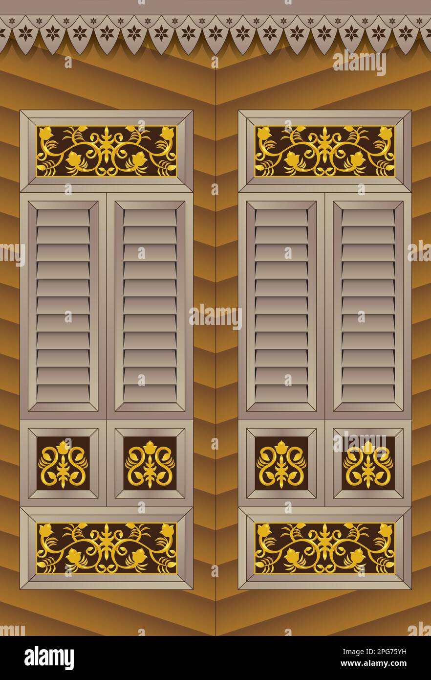 A traditional Malay style wooden window frame Stock Vector Image & Art ...