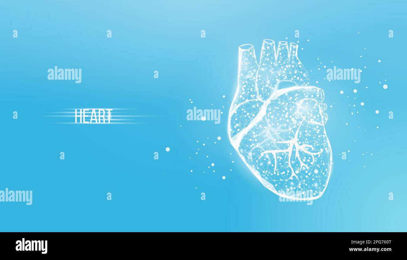 Human heart. Wireframe low poly style. Concept for medical science ...