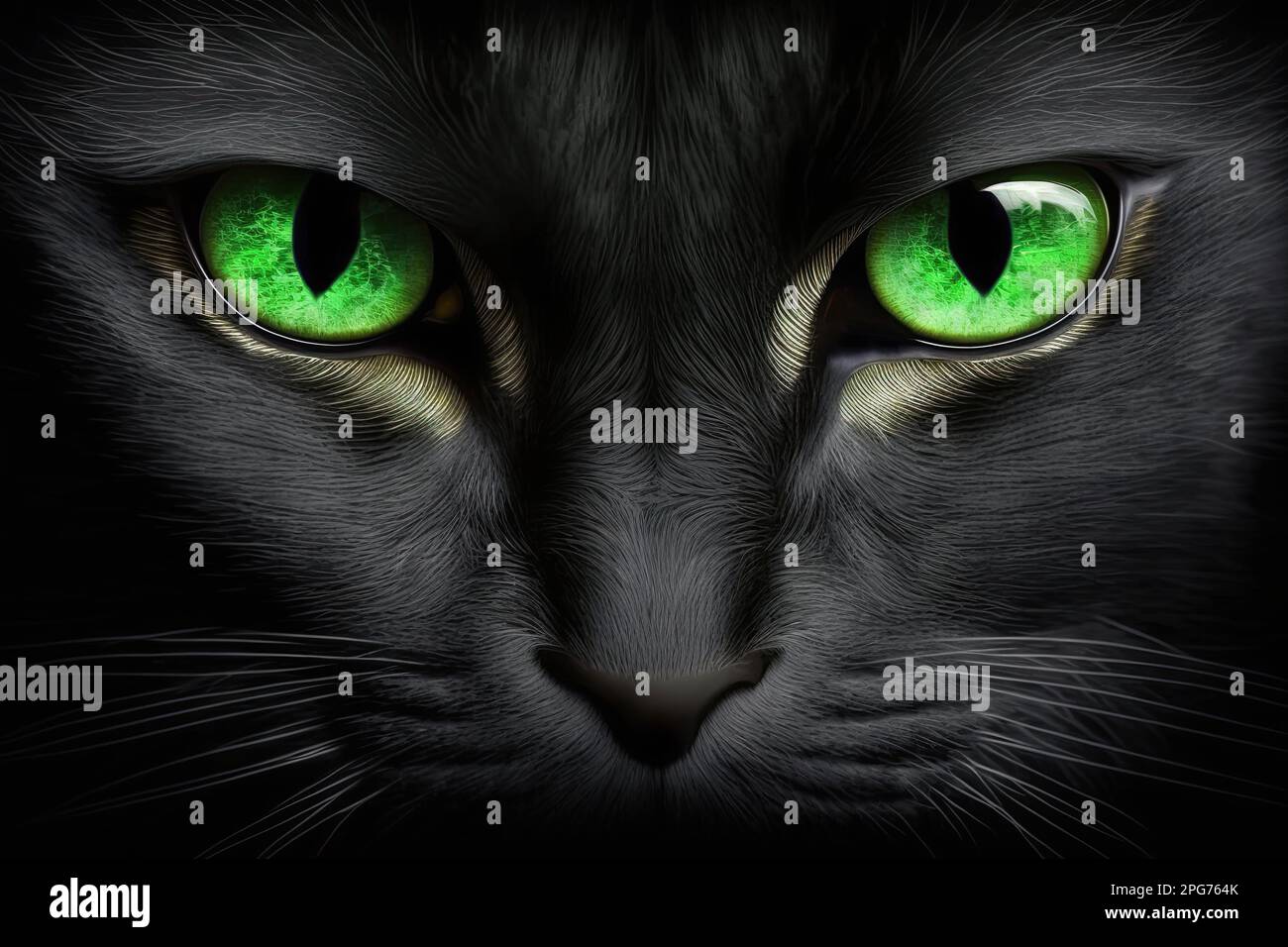 Black cat peering up close against a dark backdrop. Conjuring up images ...