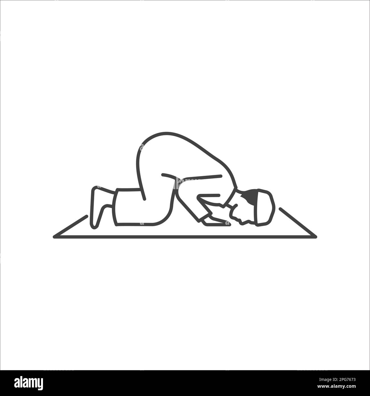 Islamic pray movement of solat linear icon. Moslem pray icon. Religion ...