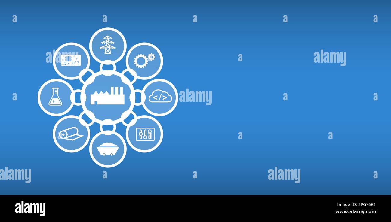 Vector graphic symbol image for supply chain in round shape with icons ...