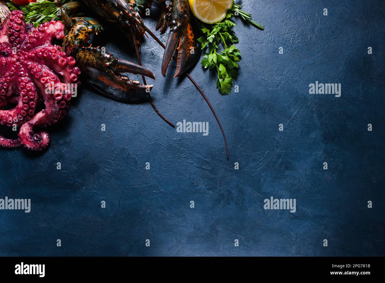 Restaurant luxury seafood mix background concept Stock Photo - Alamy