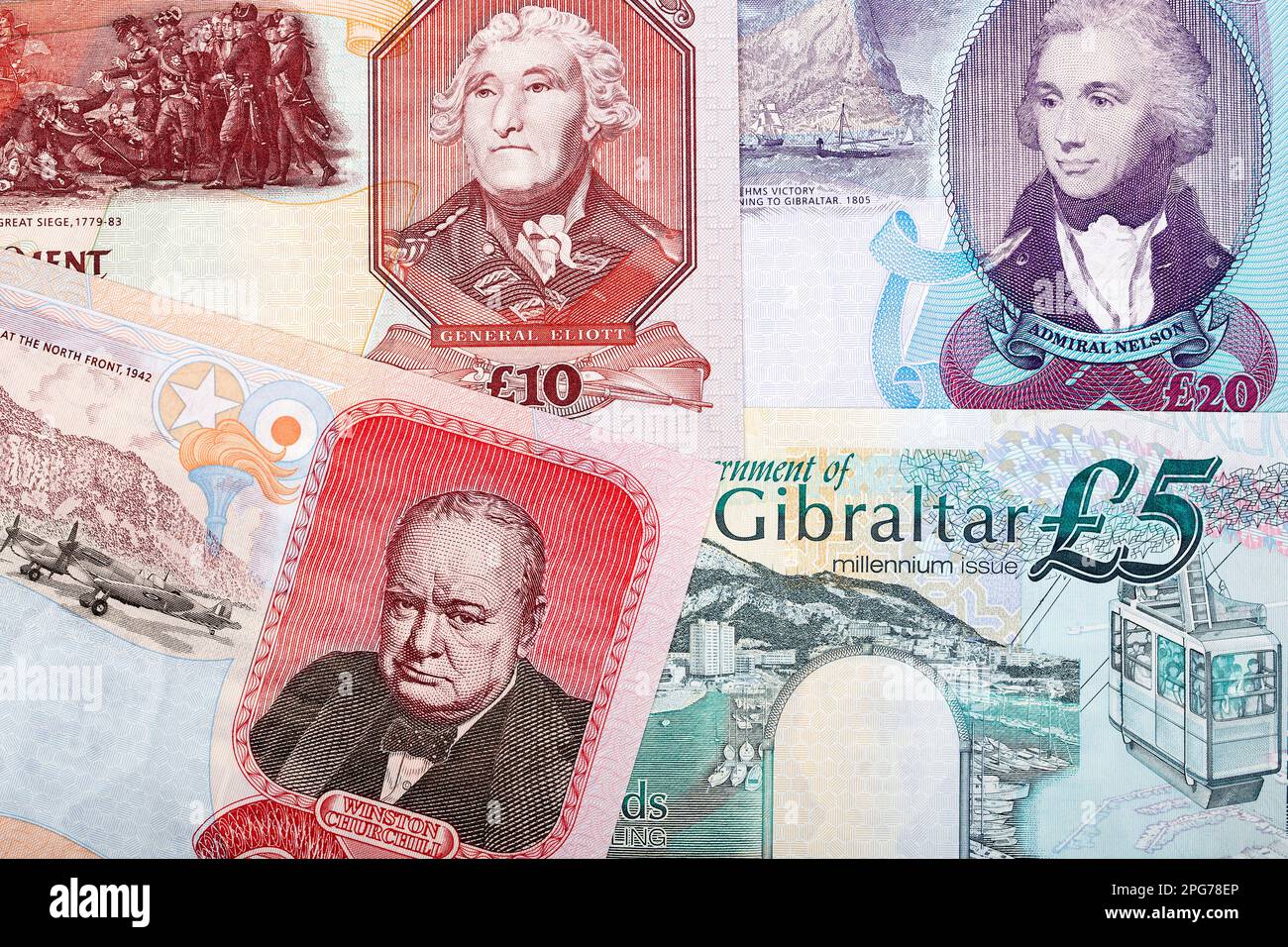 Gibraltar money - pounds - older serie, a business background, reverse ...