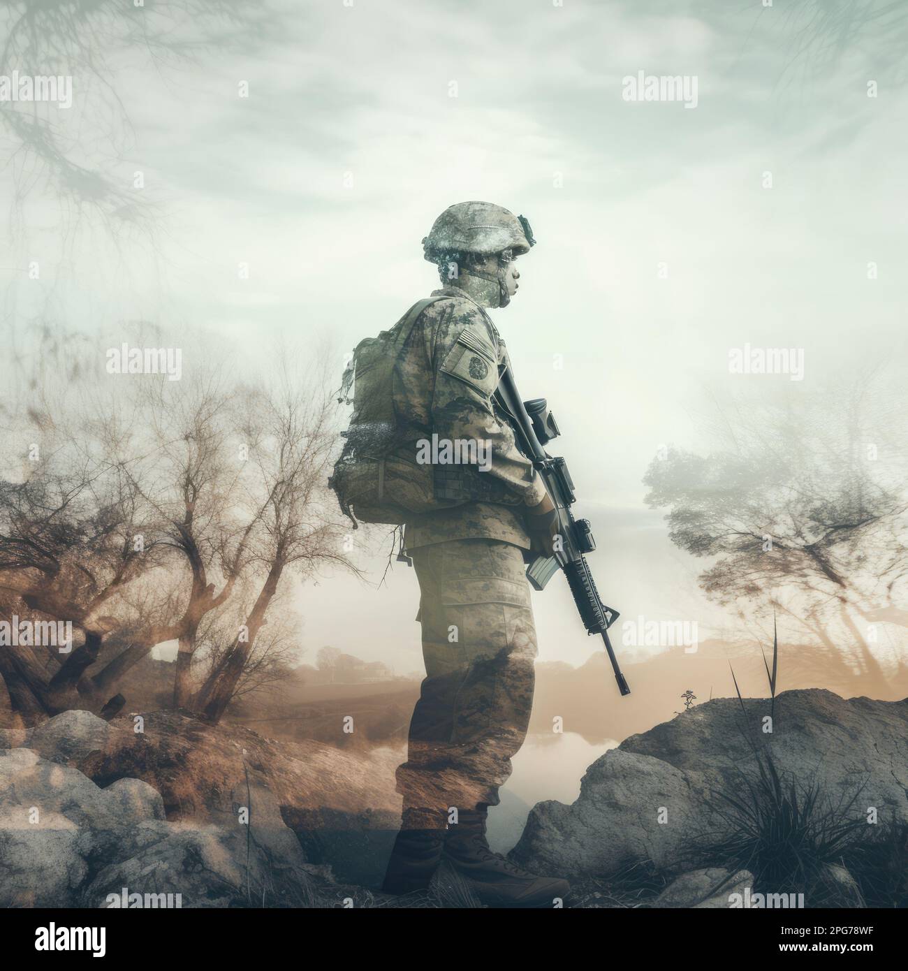 Army soldier rifle war military landscape hi-res stock photography and ...
