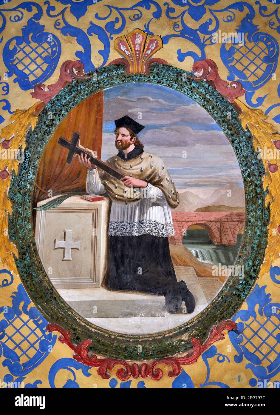 San Giovanni Nepomuceno - affresco - pittore bresciano del XVIII secolo - Quinzano (Bs), chiesa ...