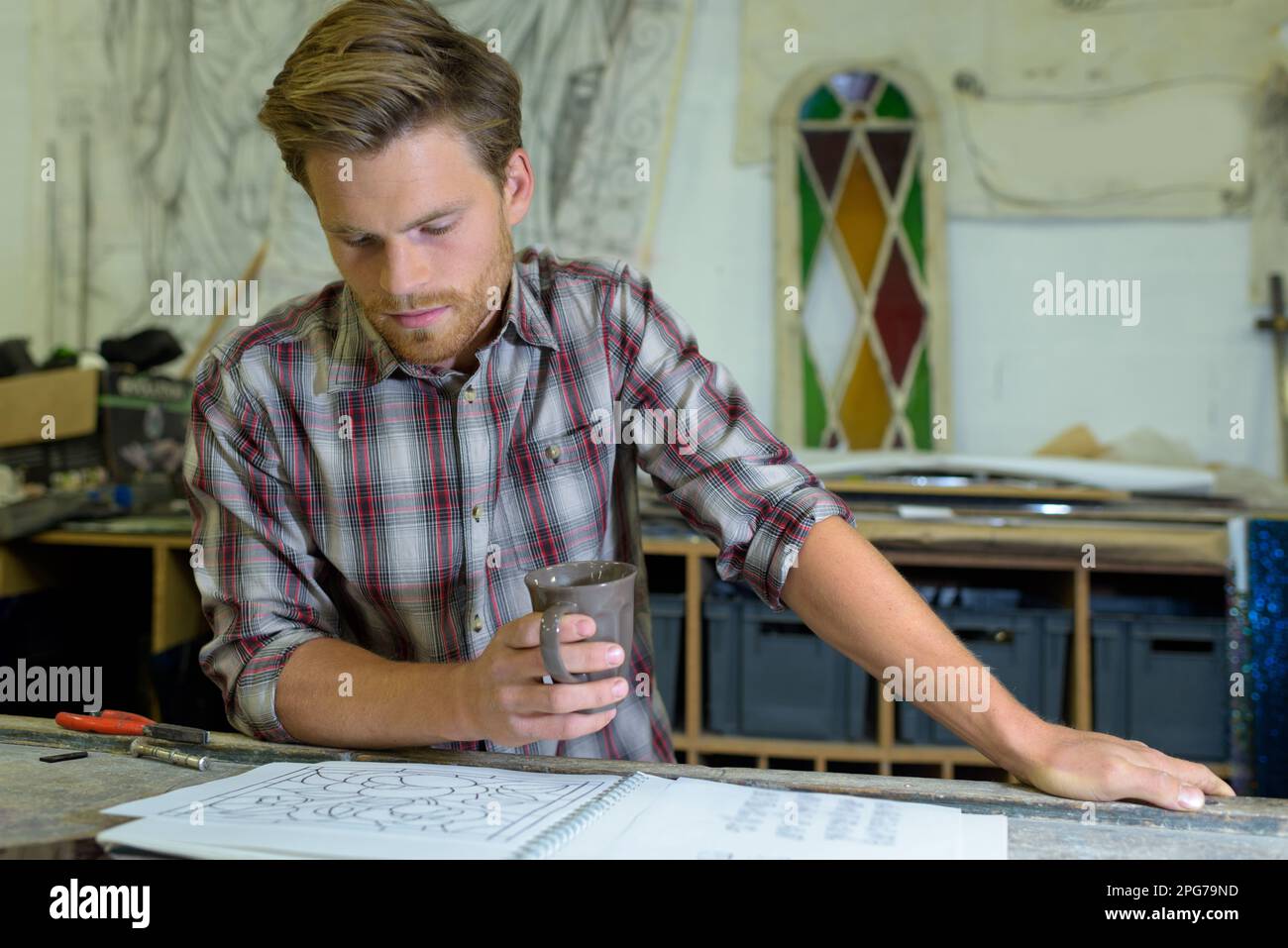 Person looking stained glass hi-res stock photography and images - Alamy