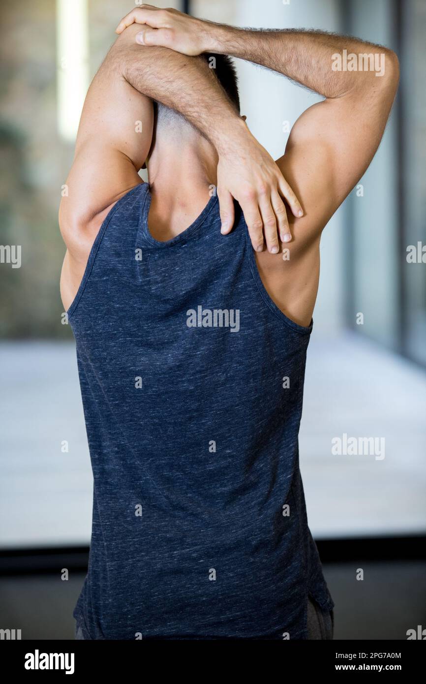 a man stretching arms training Stock Photo - Alamy