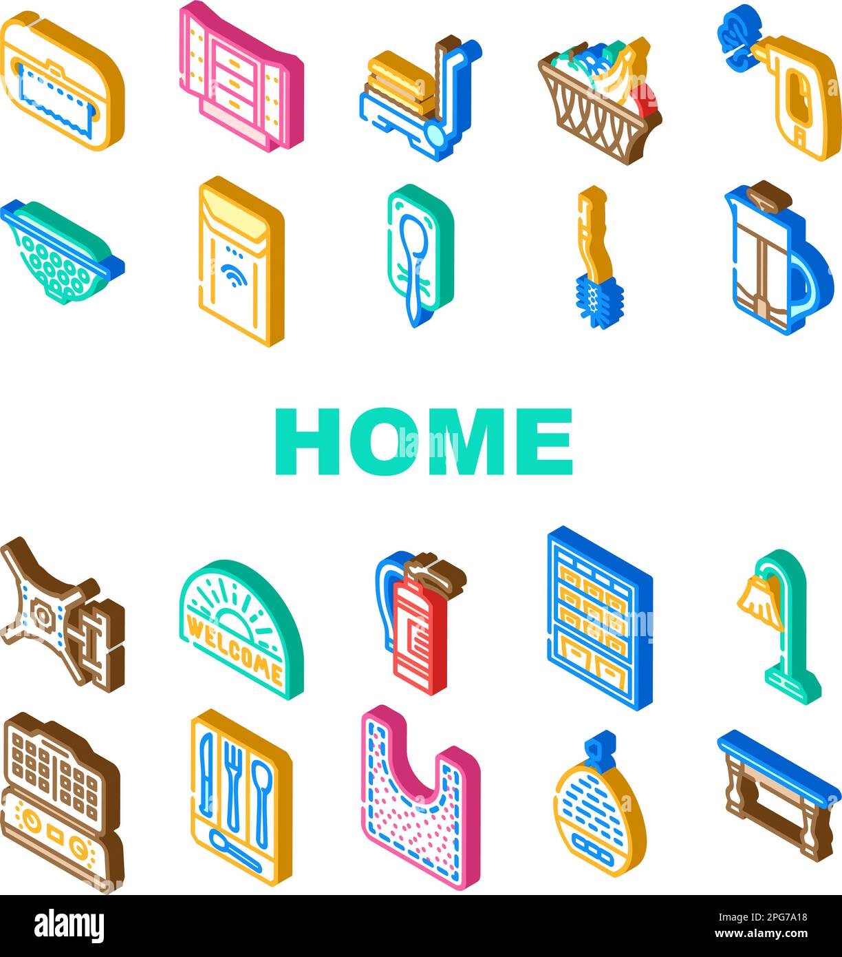 home interior house design icons set vector Stock Vector Image & Art ...