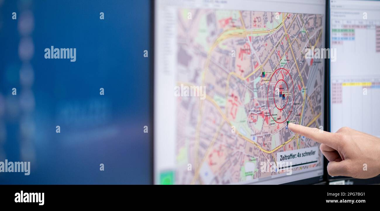 21 March 2023, North Rhine-Westphalia, Mönchengladbach: A finger points ...