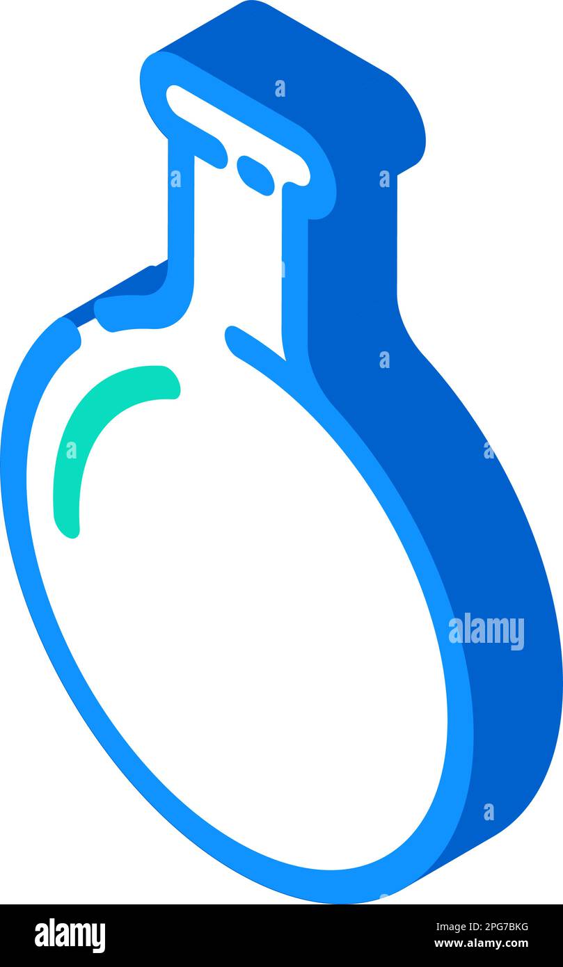 round bottomed flask chemical glassware lab isometric icon vector ...