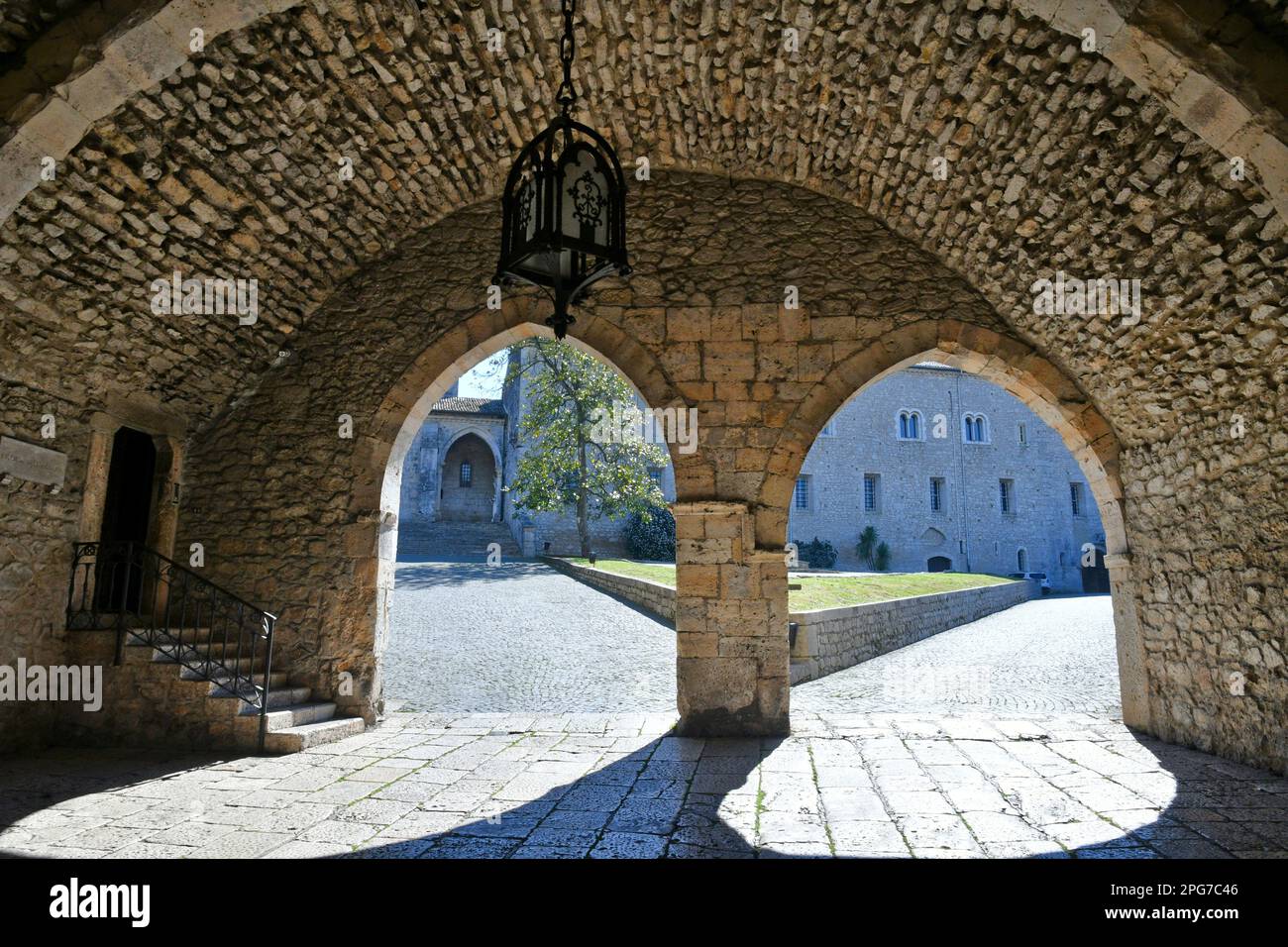 Entrance into the Casamari Abbey, a monumental medieval monastery ...