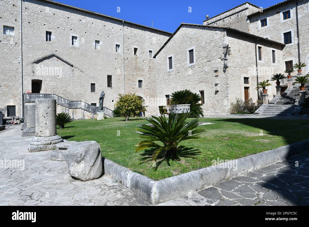 The cloister of Casamari Abbey, a medieval monastery located near Rome ...