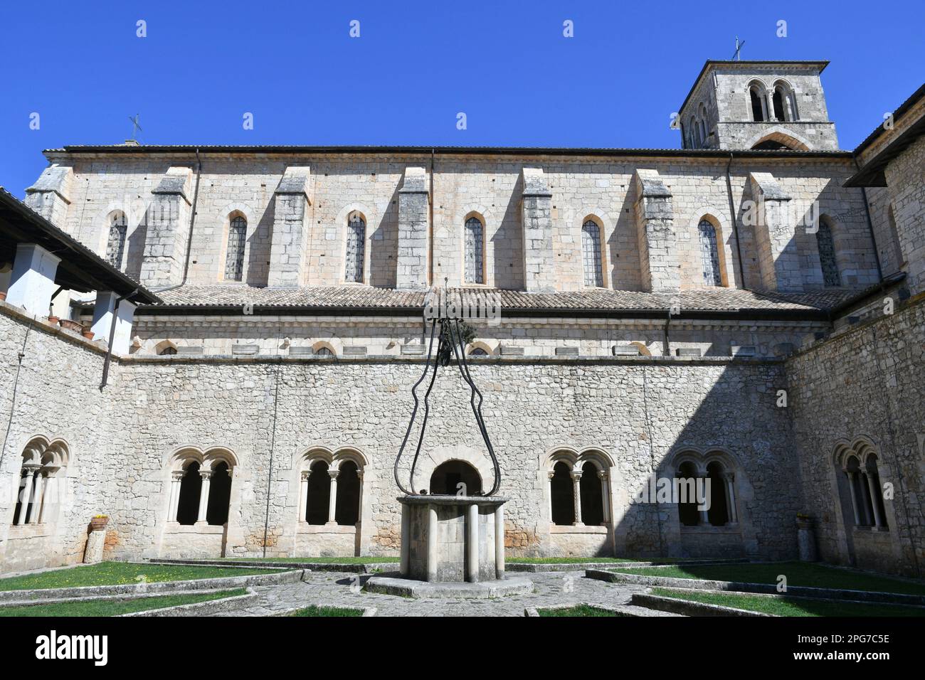 The cloister of Casamari Abbey, a medieval monastery located near Rome ...