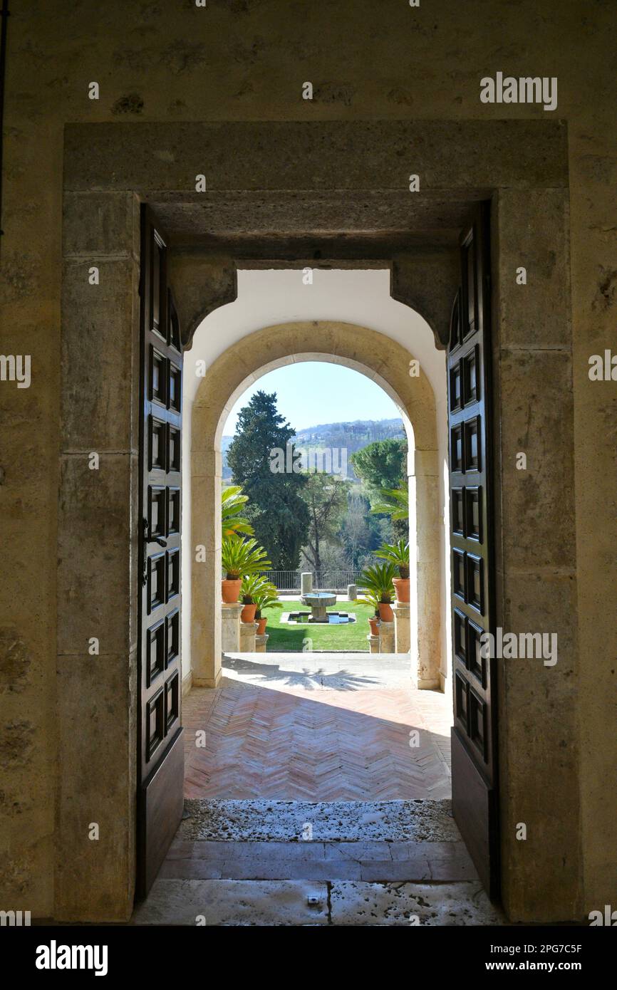Entrance into the Casamari Abbey, a monumental medieval monastery ...